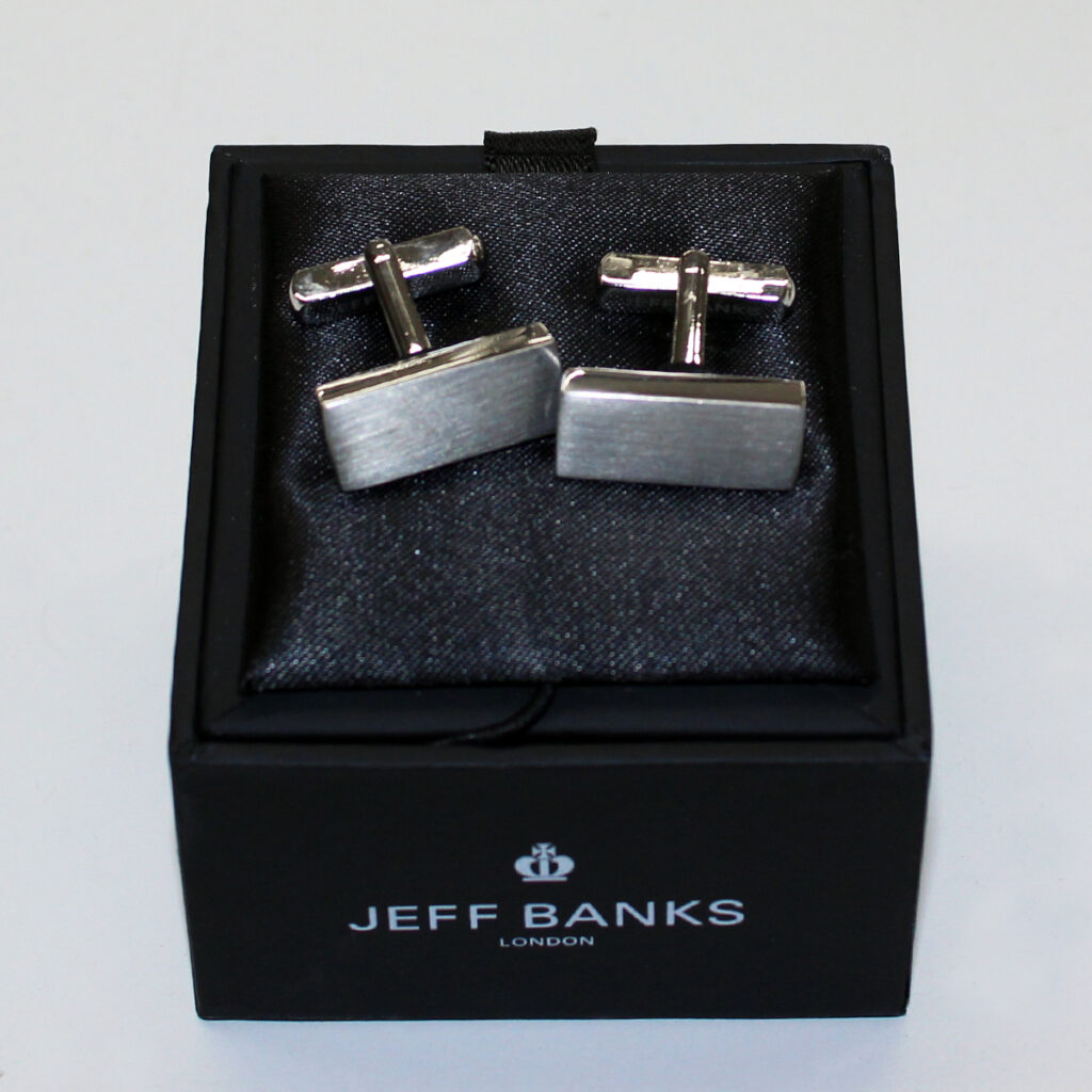 Jeff Banks/Brushed Rectangle Cufflink/Silver | Rundle Tailoring